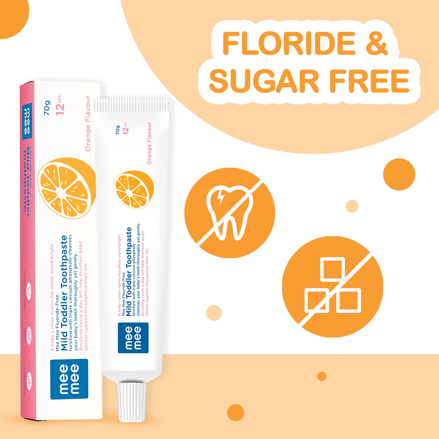 Fluoride-free Mild Toddler Toothpaste - Orange Flavour 70gms | Mee Mee ...