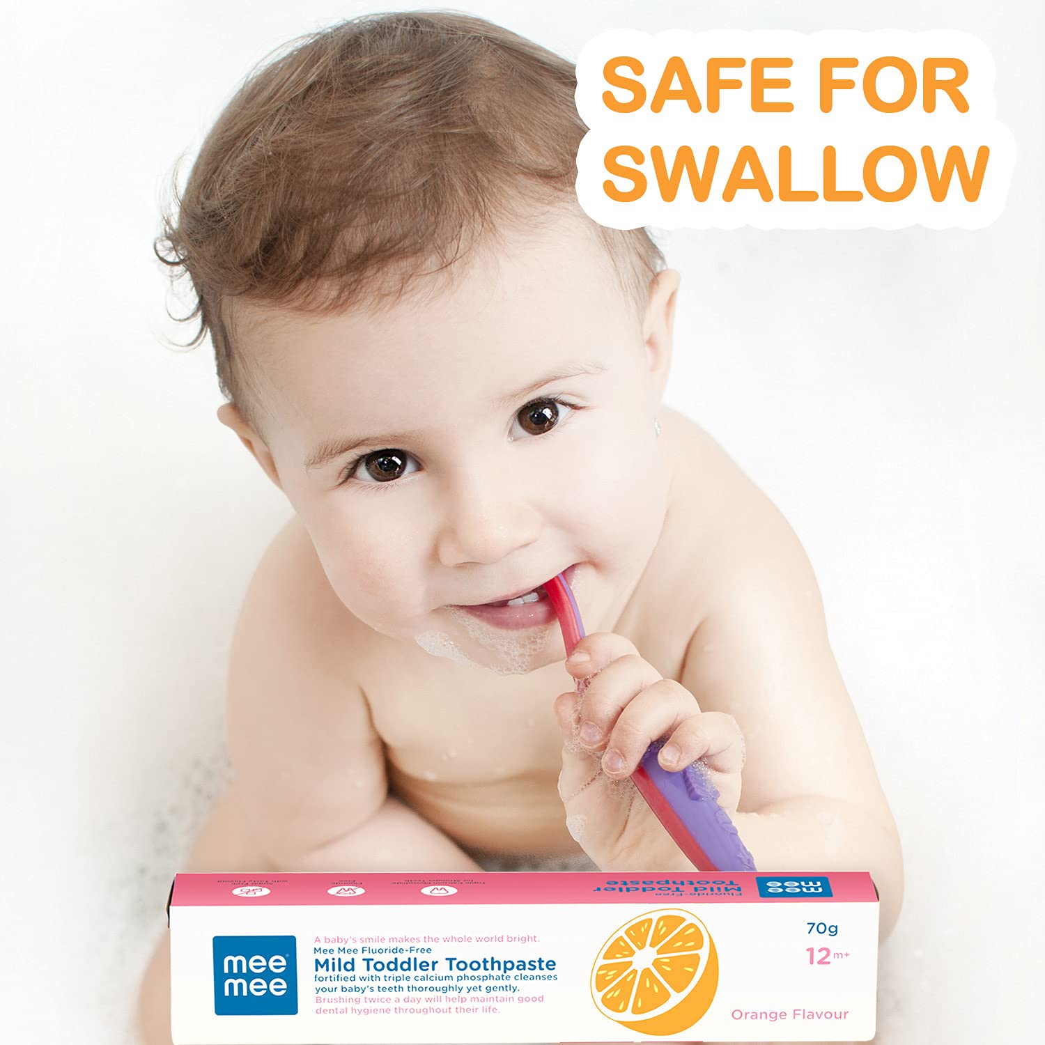 Fluoride-free Mild Toddler Toothpaste - Orange Flavour 70gms | Mee Mee ...